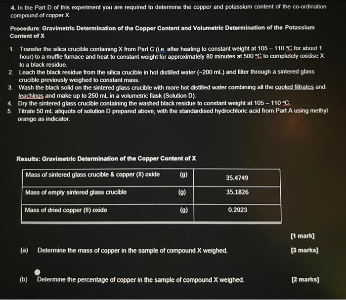 4. In the Part D of this experiment you are required | Chegg.com