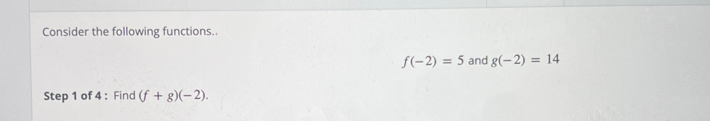 Solved Consider the following functions..f(-2)=5 ﻿and | Chegg.com