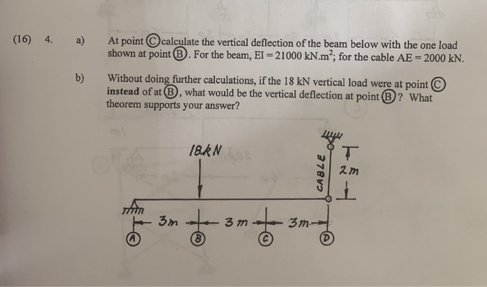 Solved (16) 4. a) At point calculate the vertical deflection | Chegg.com