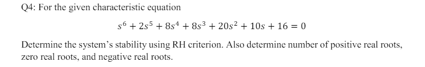 Q4: For the given characteristic | Chegg.com