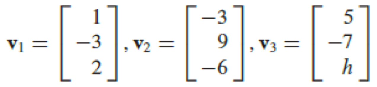 Solved For what values of h is v3 ﻿in the span of v1 ﻿and v2 | Chegg.com