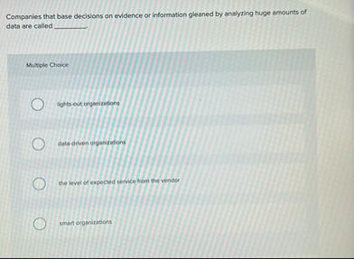 Solved Companies that base decisions on evidence or | Chegg.com