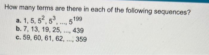 Solved How many terms are there in each of the following | Chegg.com