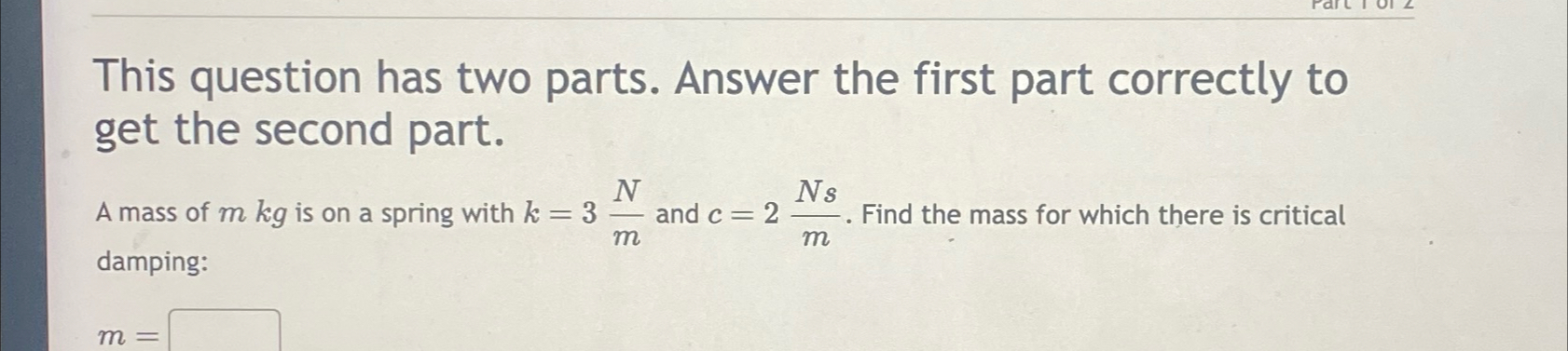 Solved This question has two parts. Answer the first part | Chegg.com