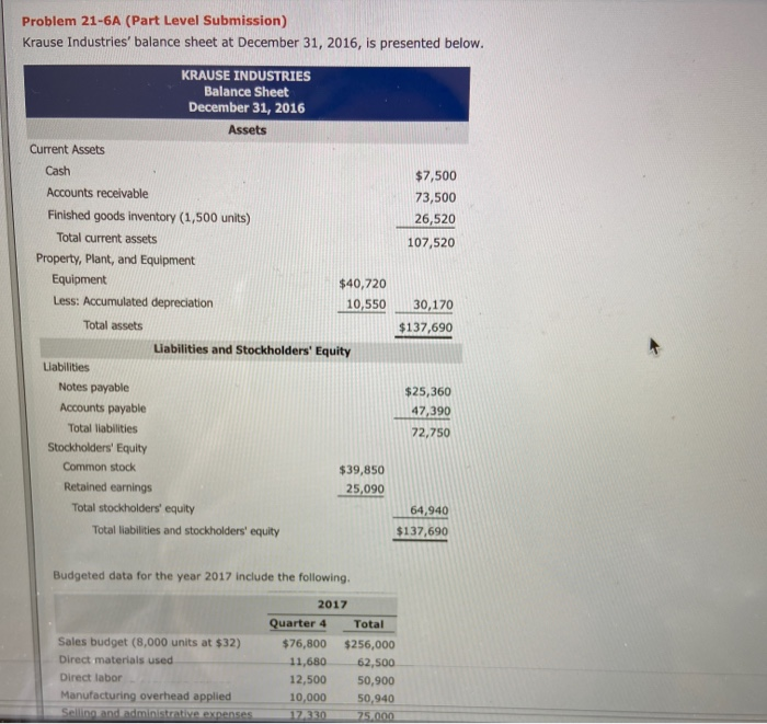 Solved Problem 21-6A (Part Level Submission) Krause | Chegg.com