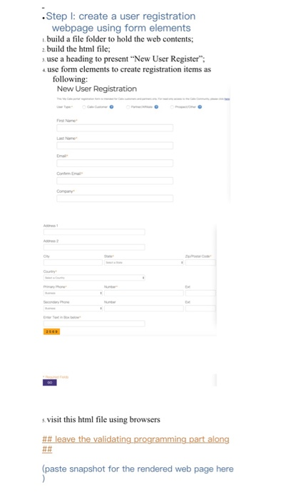 Solved Step 1: create a user registration webpage using form | Chegg.com