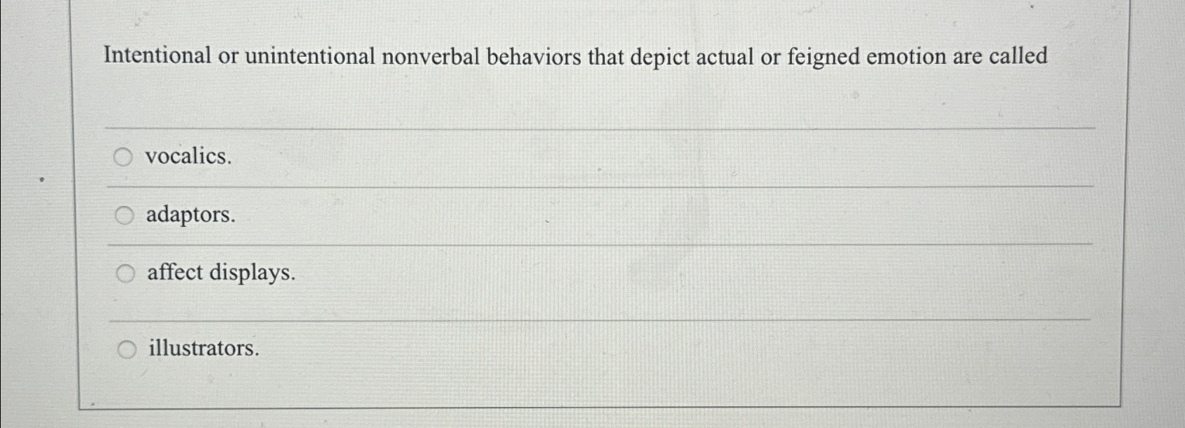 Solved Intentional or unintentional nonverbal behaviors that | Chegg.com