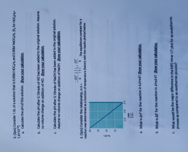 Solved 3. (3pts) Consider 1.0L of a solution that is 0.85M | Chegg.com