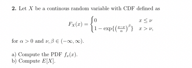 Solved Let x ﻿be a continous random variable with CDF | Chegg.com