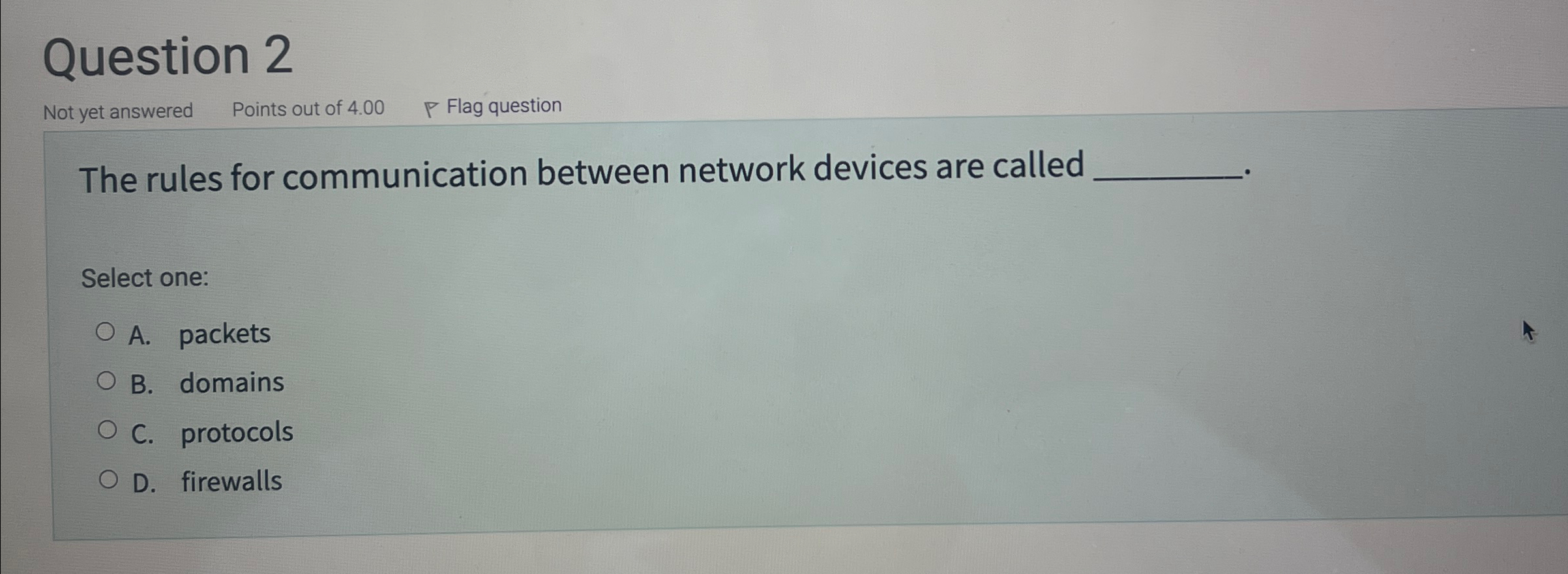 Solved Question 2Not yet answeredPoints out of 4.00P Flag | Chegg.com Solved Question 2Not yet answeredPoints out of 4.00P Flag | Chegg.com
