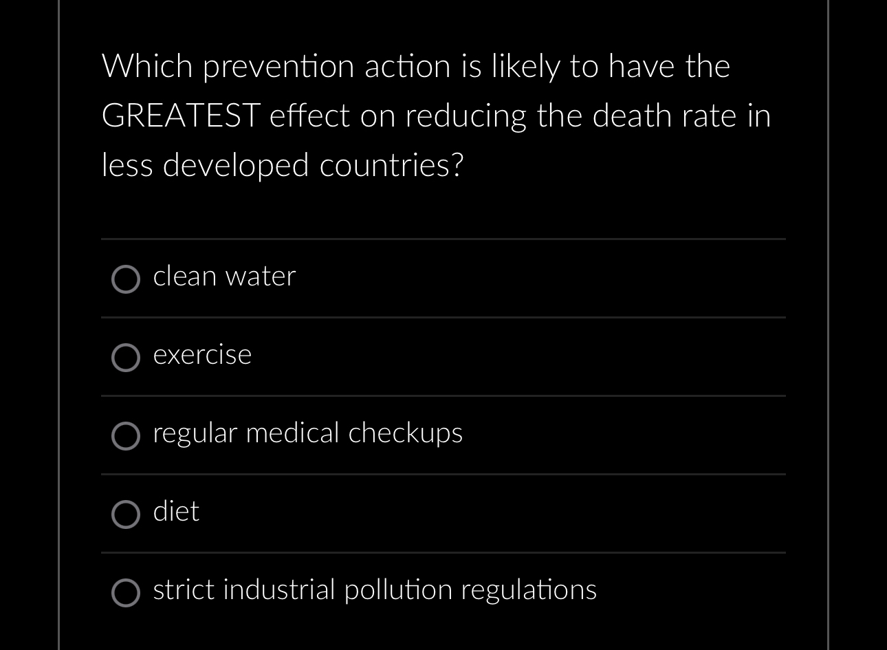 Solved Which prevention action is likely to have the | Chegg.com