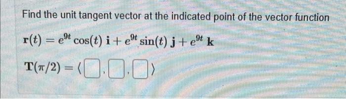 Solved Find the unit tangent vector at the indicated point | Chegg.com