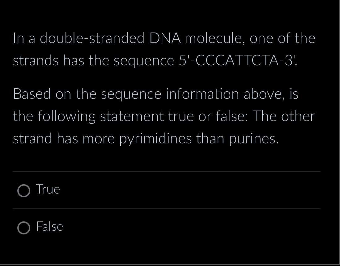 Solved In a double-stranded DNA molecule, one of the strands | Chegg.com