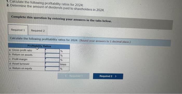Solved Exercise 12-9 (Algo) Calculate profitability ratios | Chegg.com