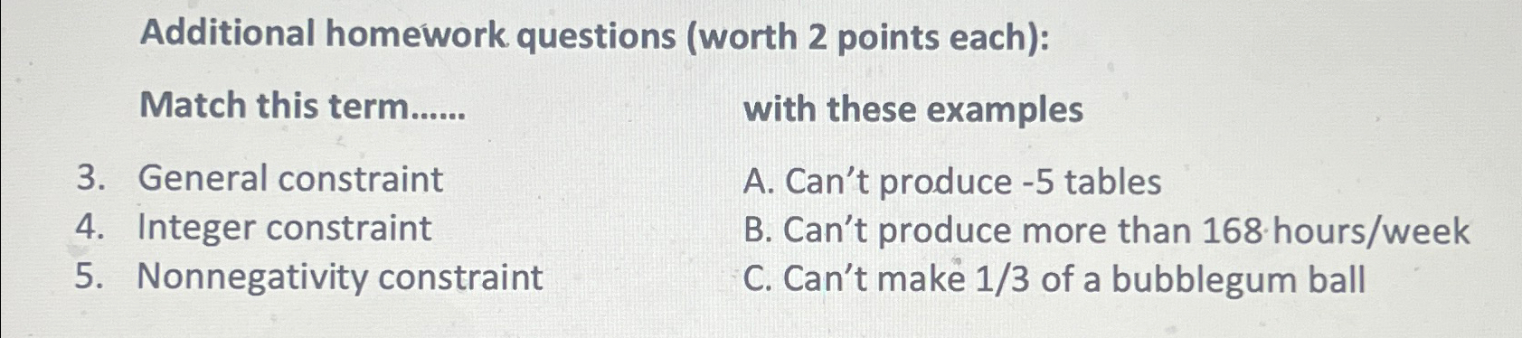 Solved Additional homework questions (worth 2 ﻿points | Chegg.com