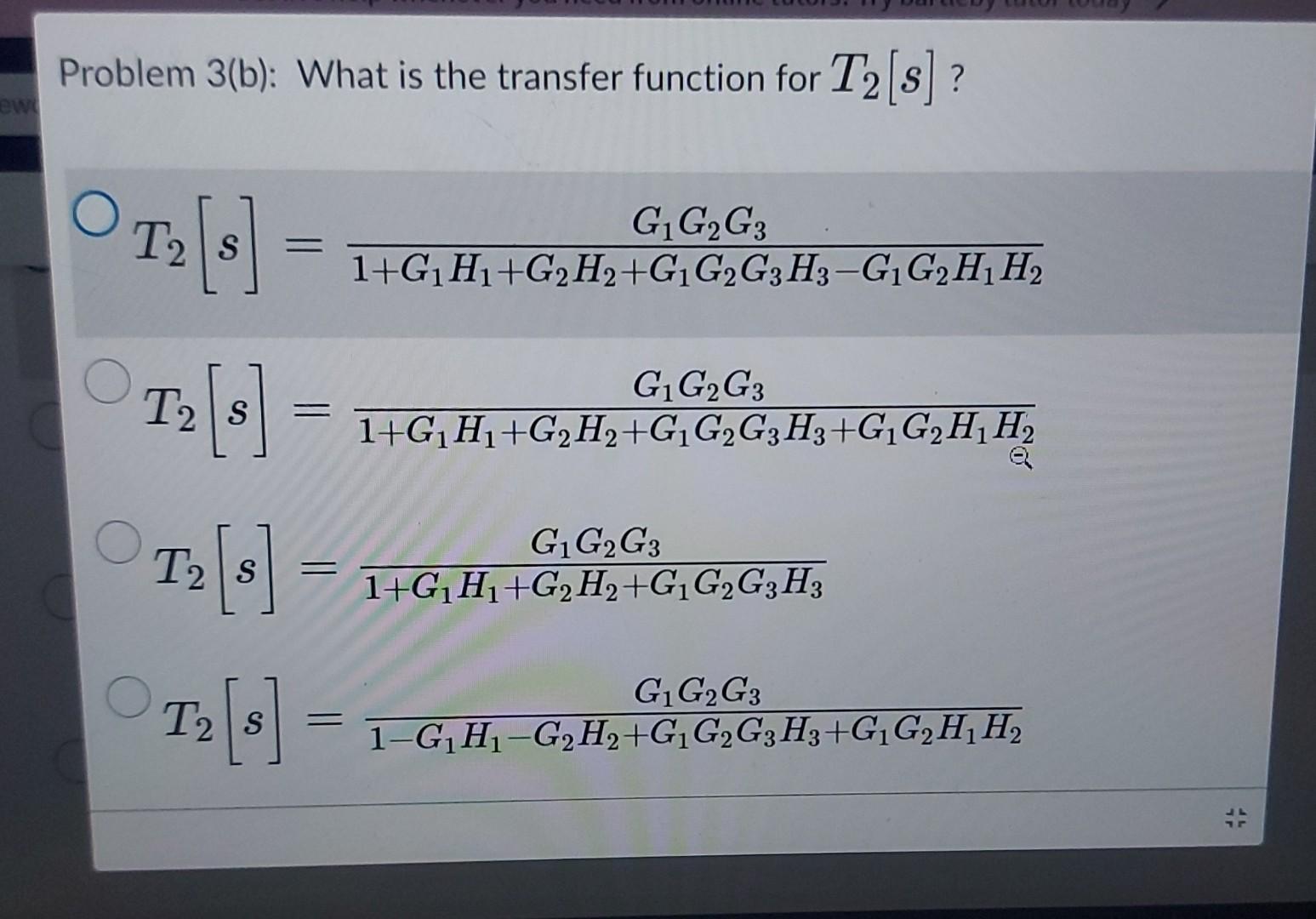 Problem 3(b): What is the transfer function for T2[s] | Chegg.com