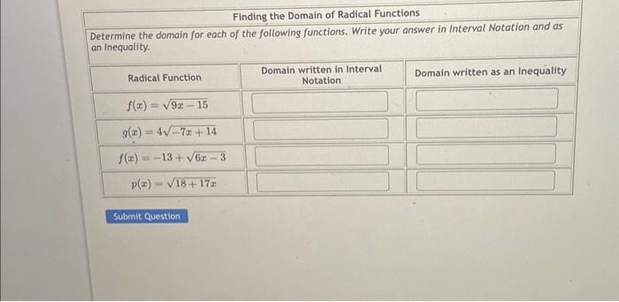 Solved Determine the domain for each of the following | Chegg.com