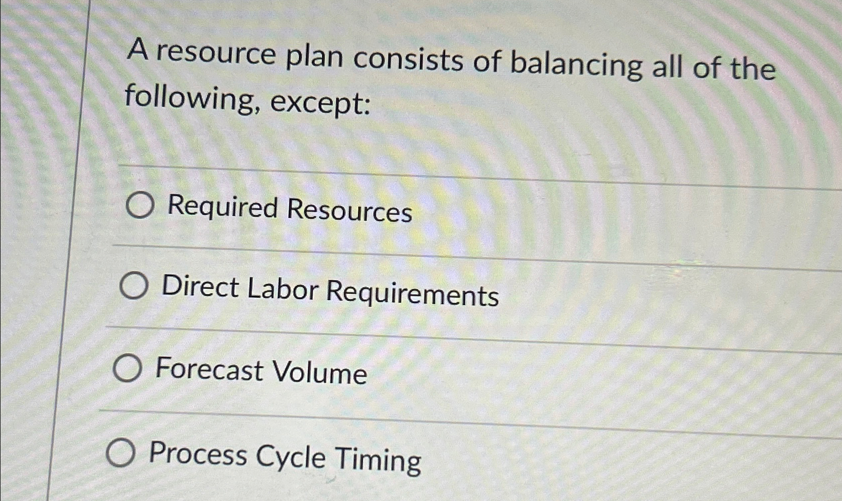 Solved A resource plan consists of balancing all of the | Chegg.com