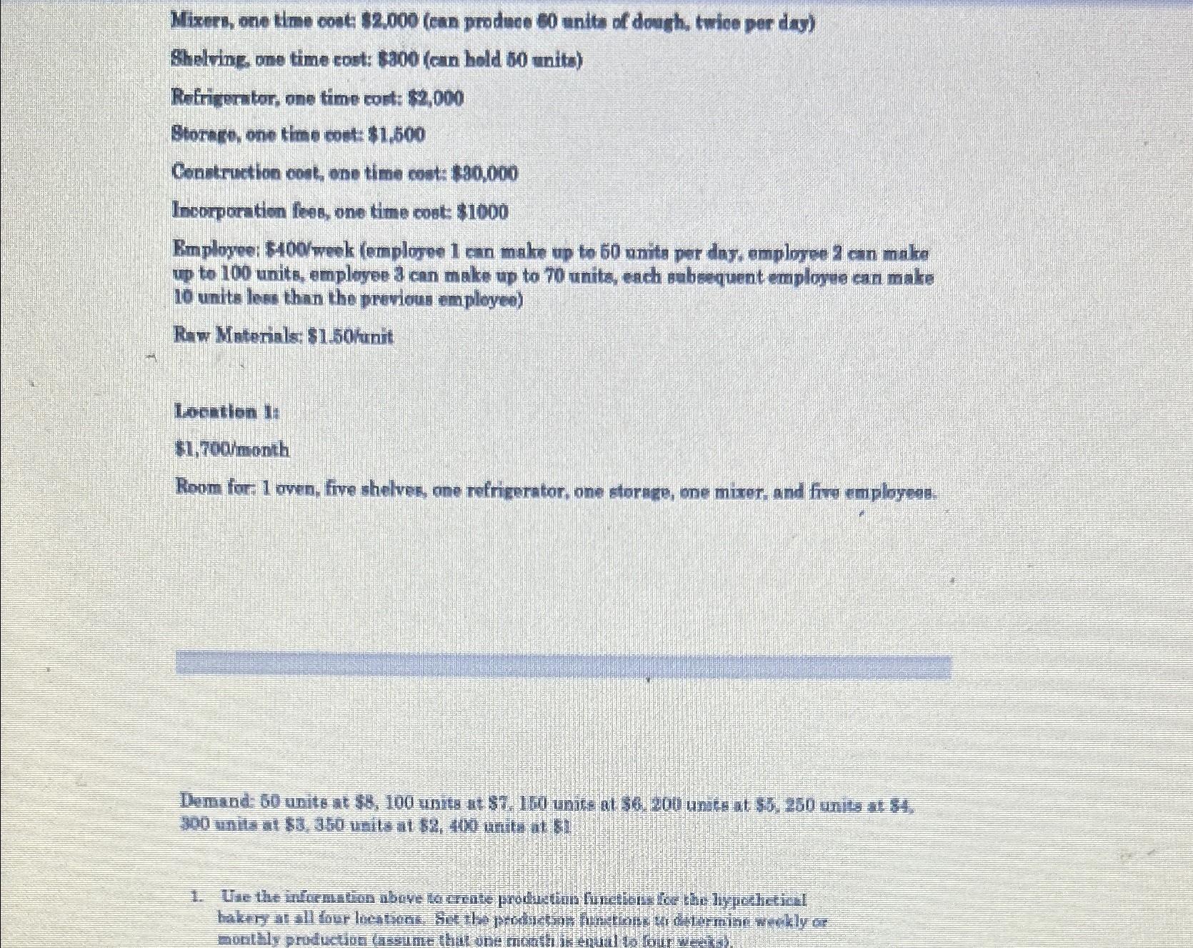 Solved Mixers, one time cost $2.000 (can prodaes 60 ﻿enite | Chegg.com