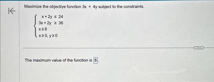 Solved Maximize The Objective Function 3x 4y Subject To The