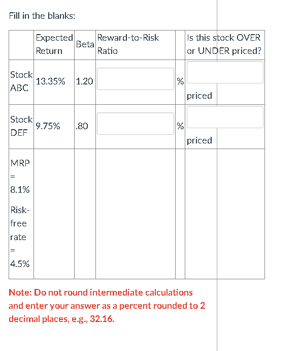 Solved Fill in the blanks:Note: Do not round intermediate | Chegg.com