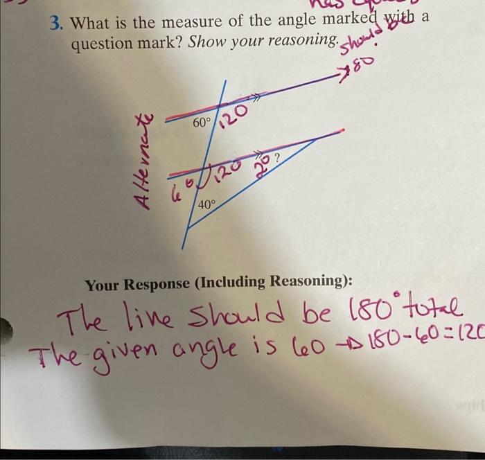 Solved 3. What is the measure of the angle marked with | Chegg.com