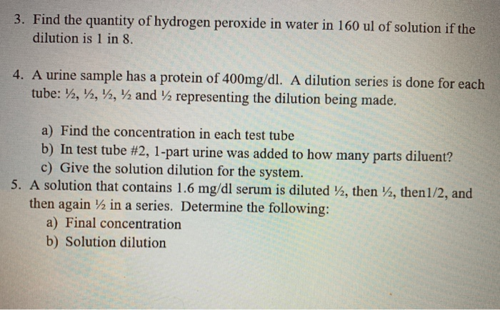 Solved 3. Find the quantity of hydrogen peroxide in water in | Chegg.com