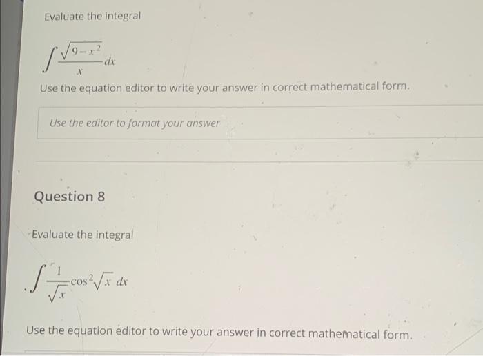 Solved Evaluate the integral ∫x9−x2dx Use the equation | Chegg.com