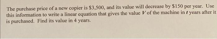 Solved The purchase price of a new copier is $3,500, and its | Chegg.com
