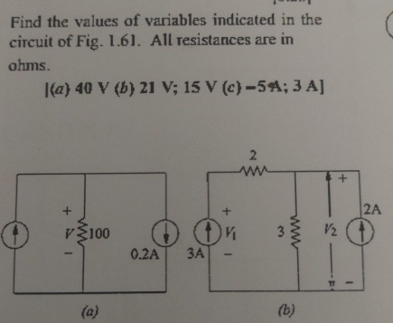Solved Find the values of variables indicated in the circuit | Chegg.com