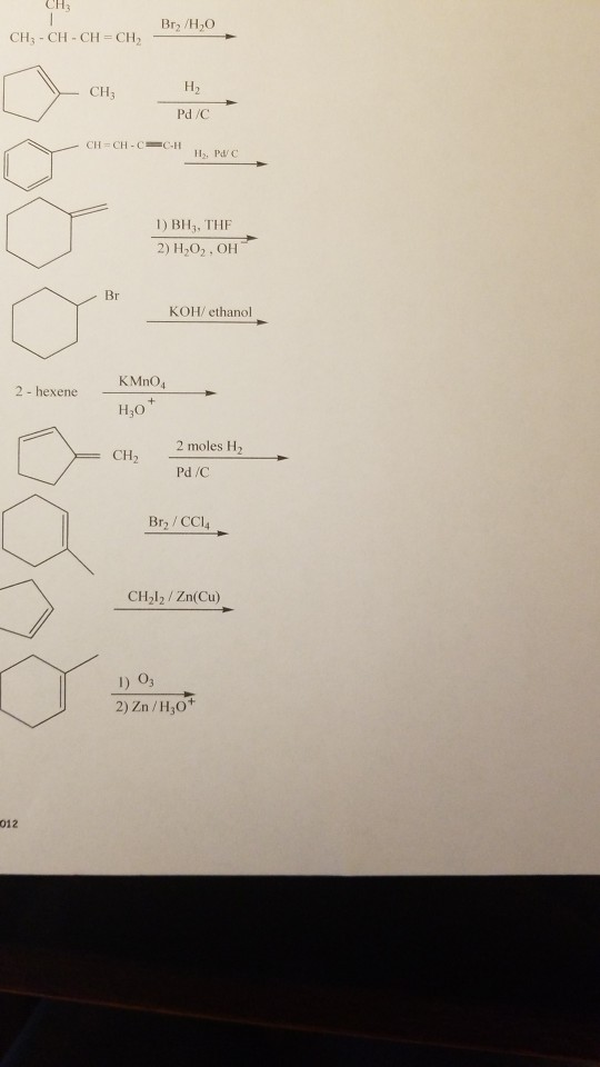 Solved CH3 1 Br2 /HO CH3 -CH-CH=CH2 CH; H Pd /C CH=CH-CC-H | Chegg.com