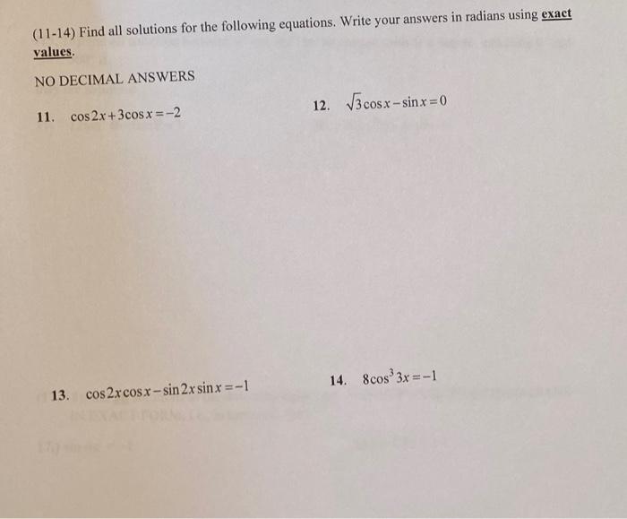 Solved (11-14) Find all solutions for the following | Chegg.com