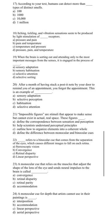 Solved 17) According to your text, humans can detect more | Chegg.com