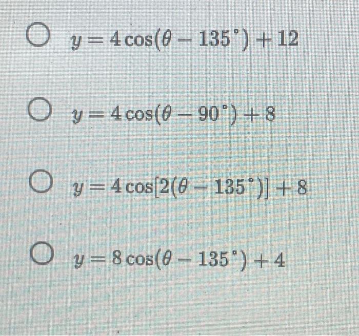 Solved what is the equation for the cosine graph shown | Chegg.com