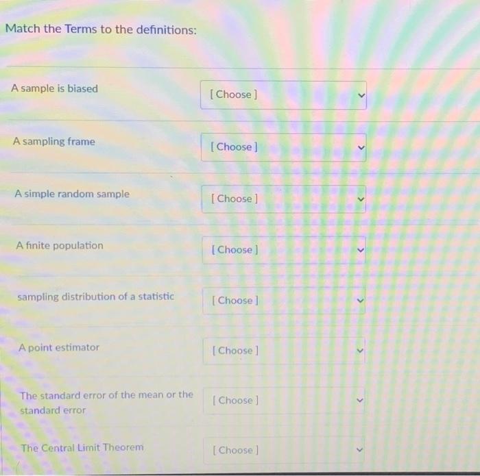 Solved Other Forms of Sampling Match the Term to its | Chegg.com