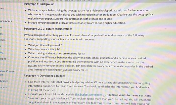 Solved Signature Assignment - Rough Draft and Budget | Chegg.com