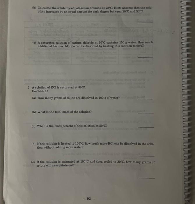Solved 6. Mass of potassium chloride in the saturated | Chegg.com