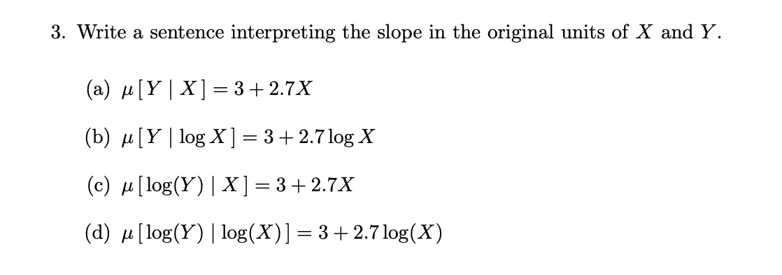 Solved Write a sentence interpreting the slope in the | Chegg.com