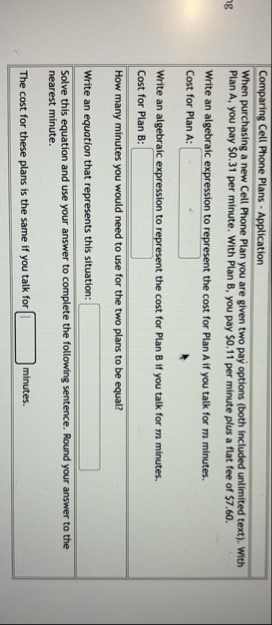 Solved Comparing Cell Phone Plans - ﻿ApplicationWhen | Chegg.com