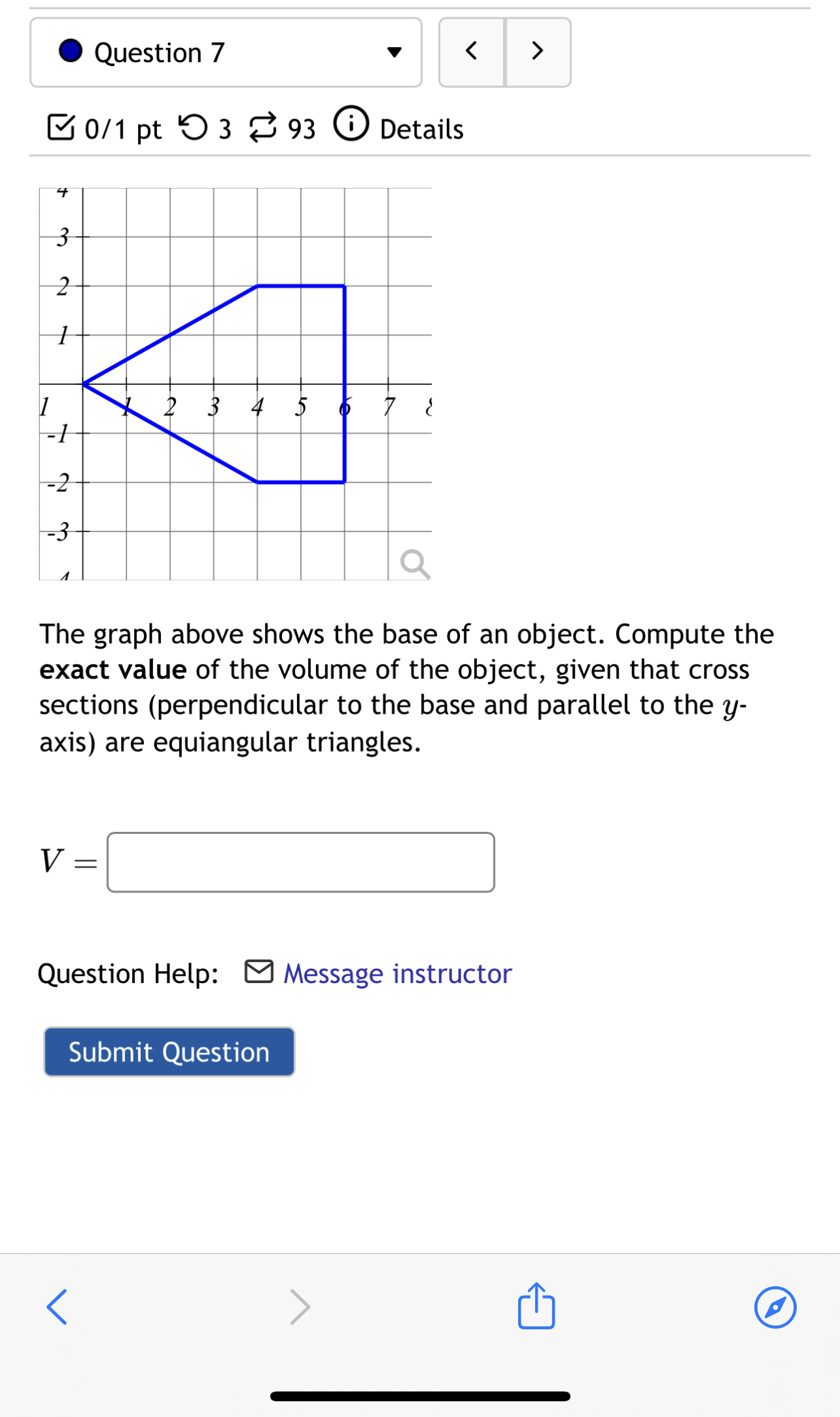 Solved Question 7The graph above shows the base of an | Chegg.com
