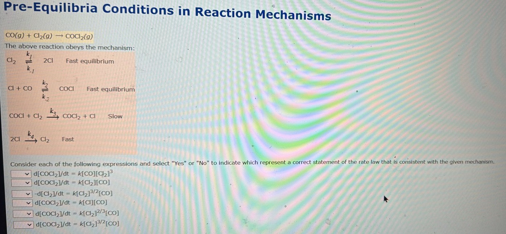 Pre-Equilibria Conditions in ﻿Reaction | Chegg.com