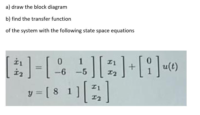 Solved a) ﻿draw the block diagramb) ﻿find the transfer | Chegg.com