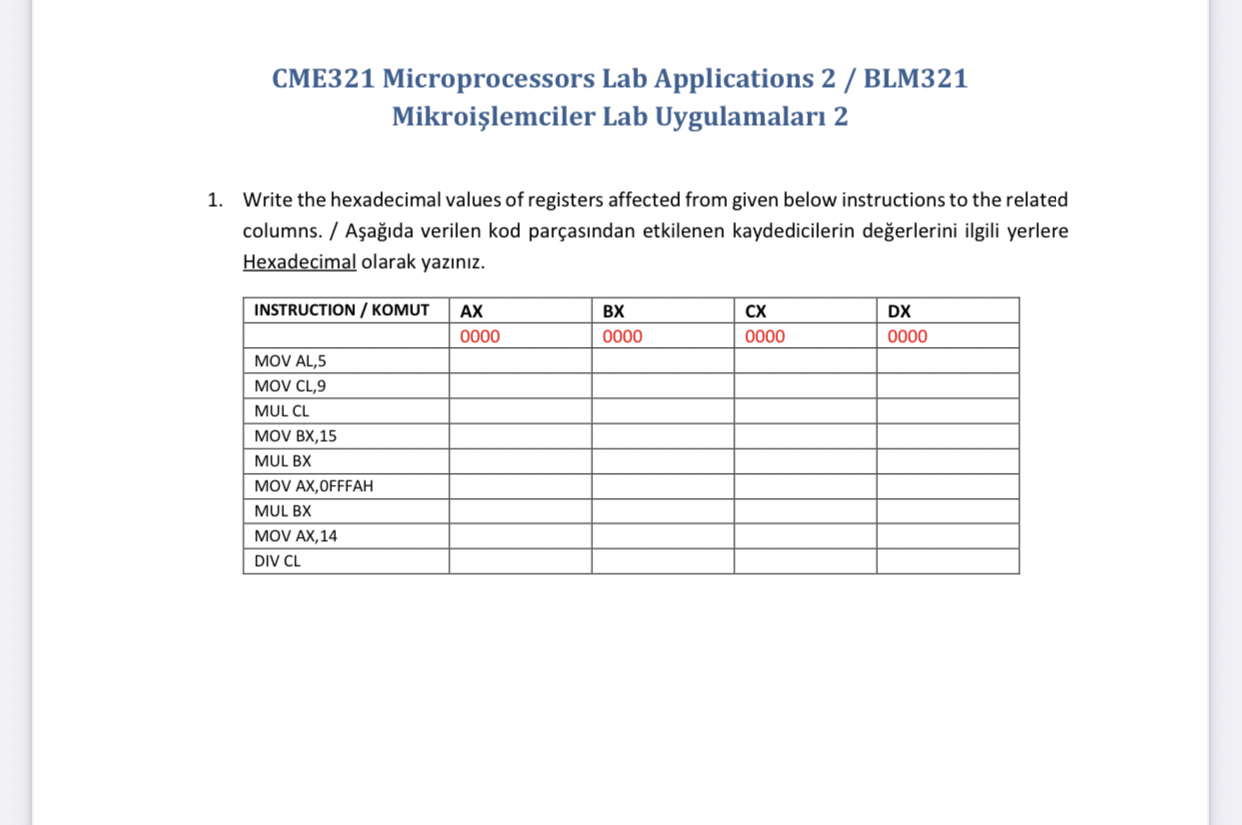 CME321 ﻿Microprocessors Lab Applications 2 / | Chegg.com