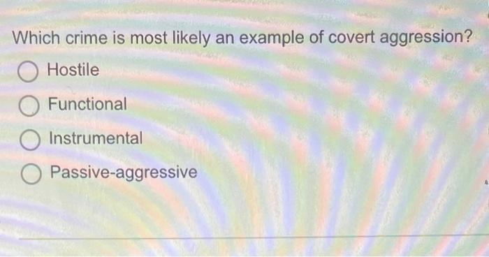 Which crime is most likely an example of covert | Chegg.com