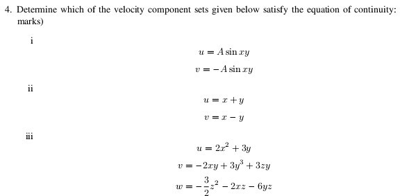 Solved 4. Determine which of the velocity component sets | Chegg.com