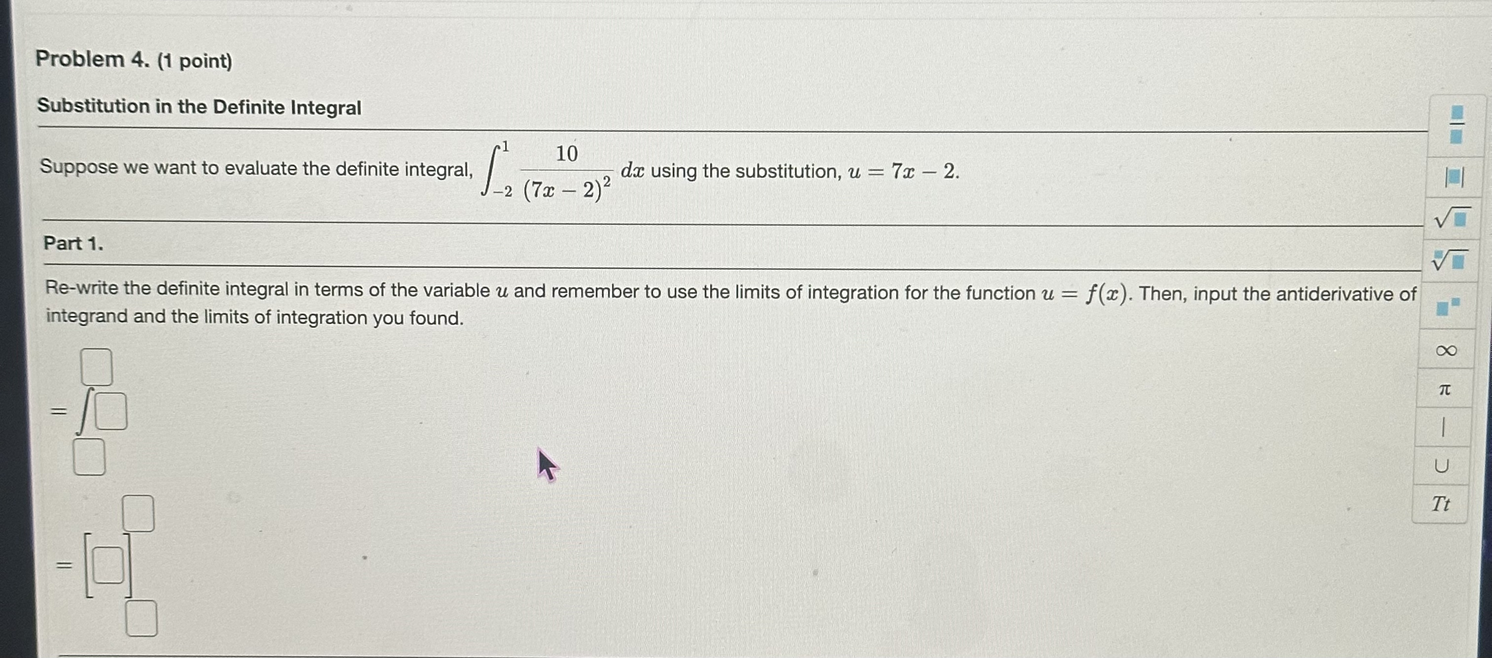 Solved Problem 4. (1 ﻿point)Substitution in the Definite | Chegg.com