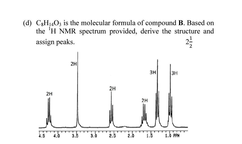 Solved (d) C8H14O3 is the molecular formula of compound B. | Chegg.com