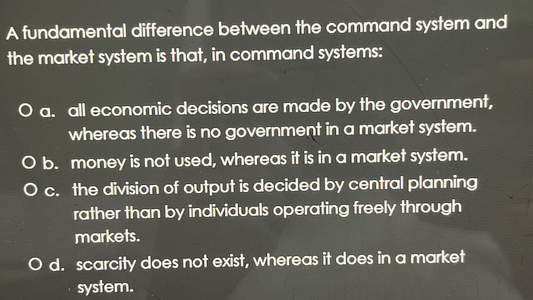 Solved A fundamental difference between the command system | Chegg.com