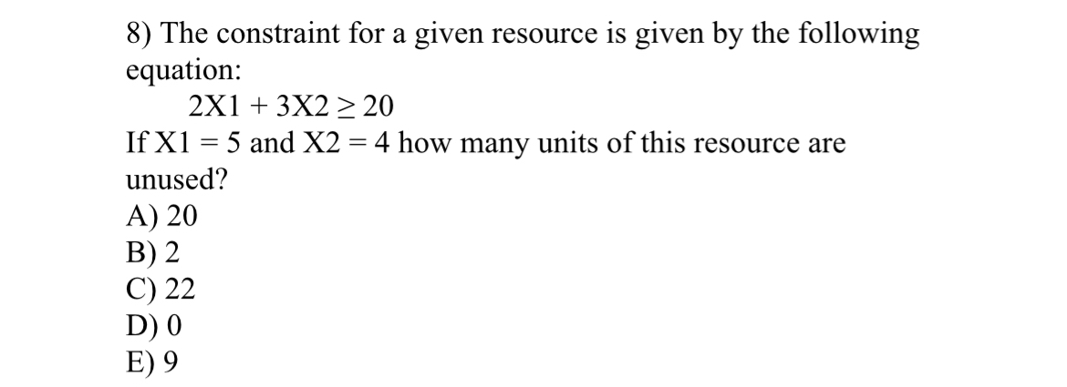 Solved The constraint for a given resource is given by the | Chegg.com