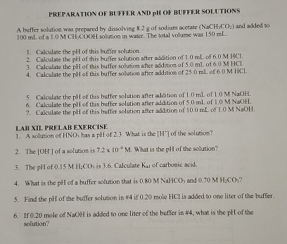 Solved PREPARATION OF BUFFER AND pH OF BUFFER SOLUTIONSA | Chegg.com